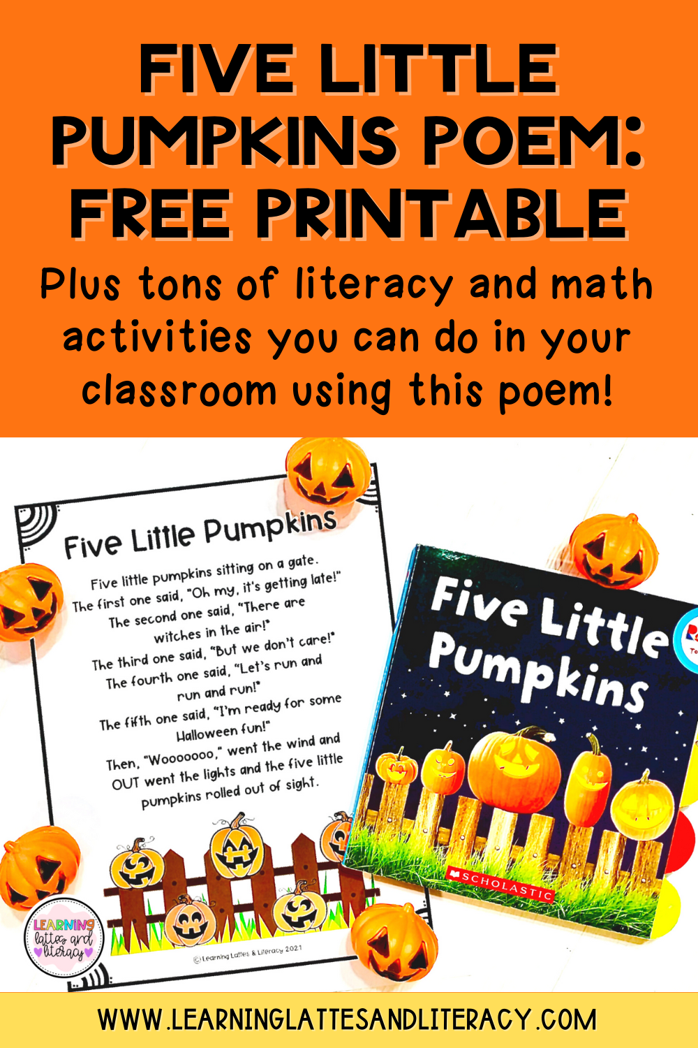 Five Little Pumpkins Poem: Freebie and Ideas for Activities - Learning ...